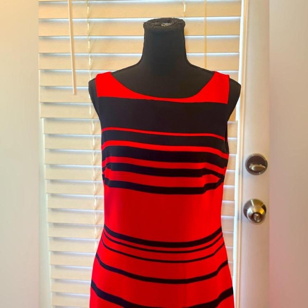 Banana Republic Black And Red Sleeveless Midi Dress Depop