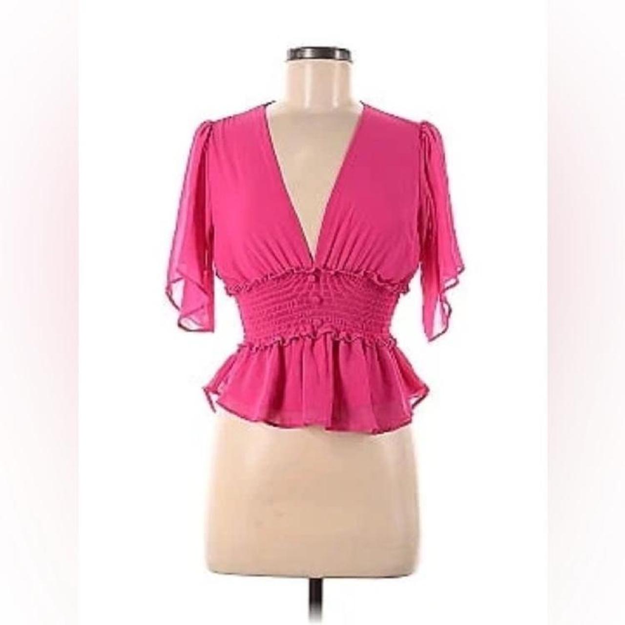 Kaleina- Hot pink flow blouse - Size XL - 100%... - Depop