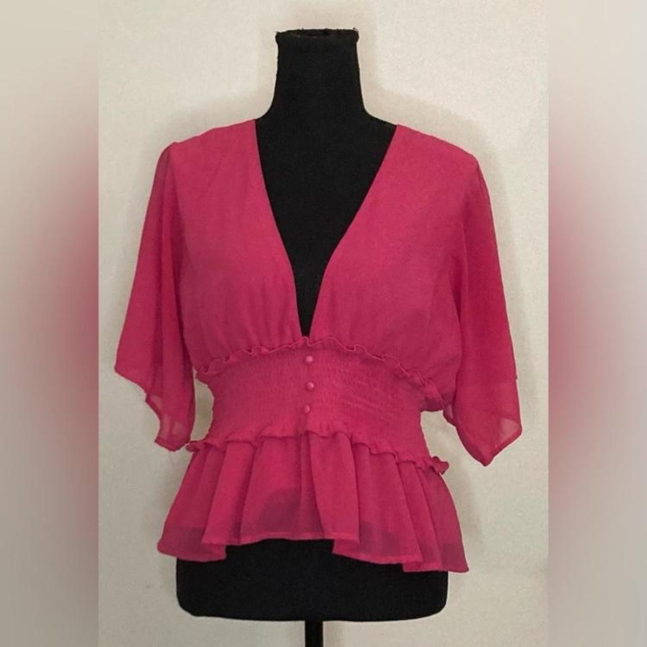 Kaleina- Hot pink flow blouse - Size XL - 100%... - Depop
