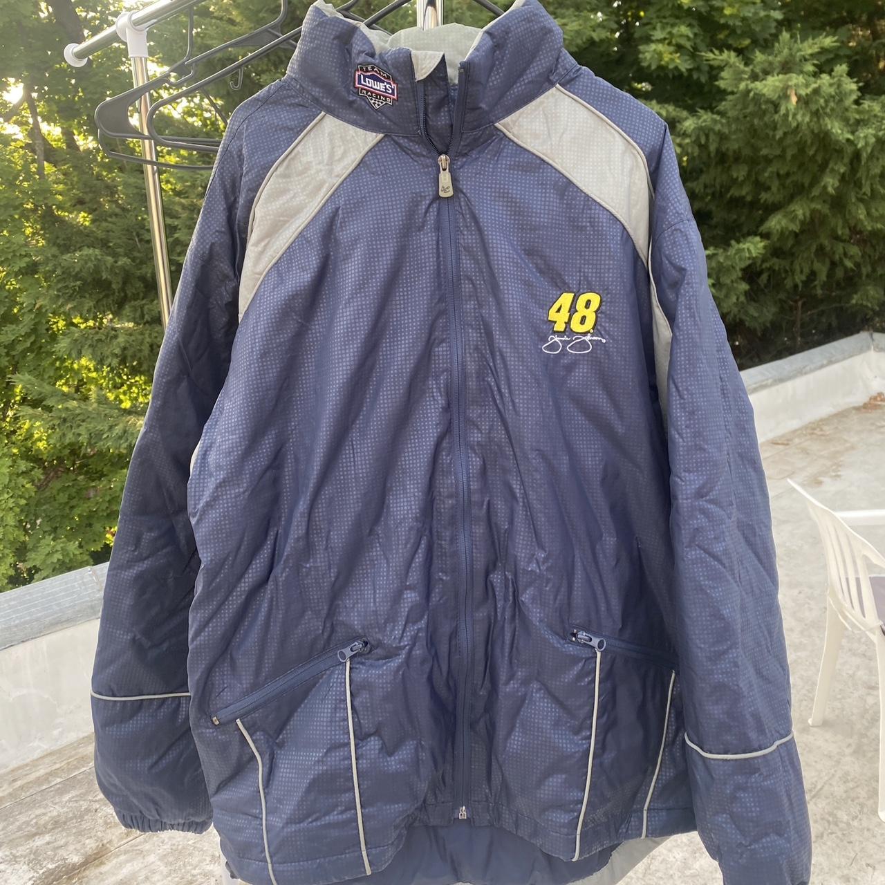 NASCAR Men's Blue and Grey Jacket | Depop