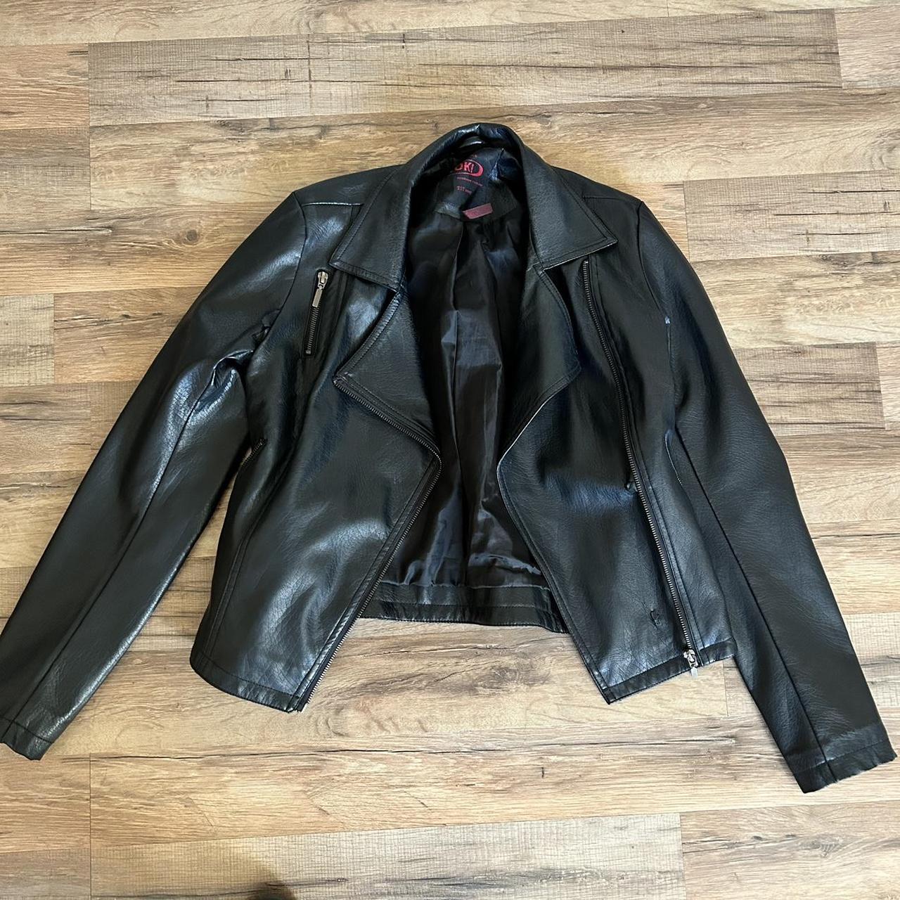 Women’s Yoki New York y2k Black Leather Jacket Size... - Depop