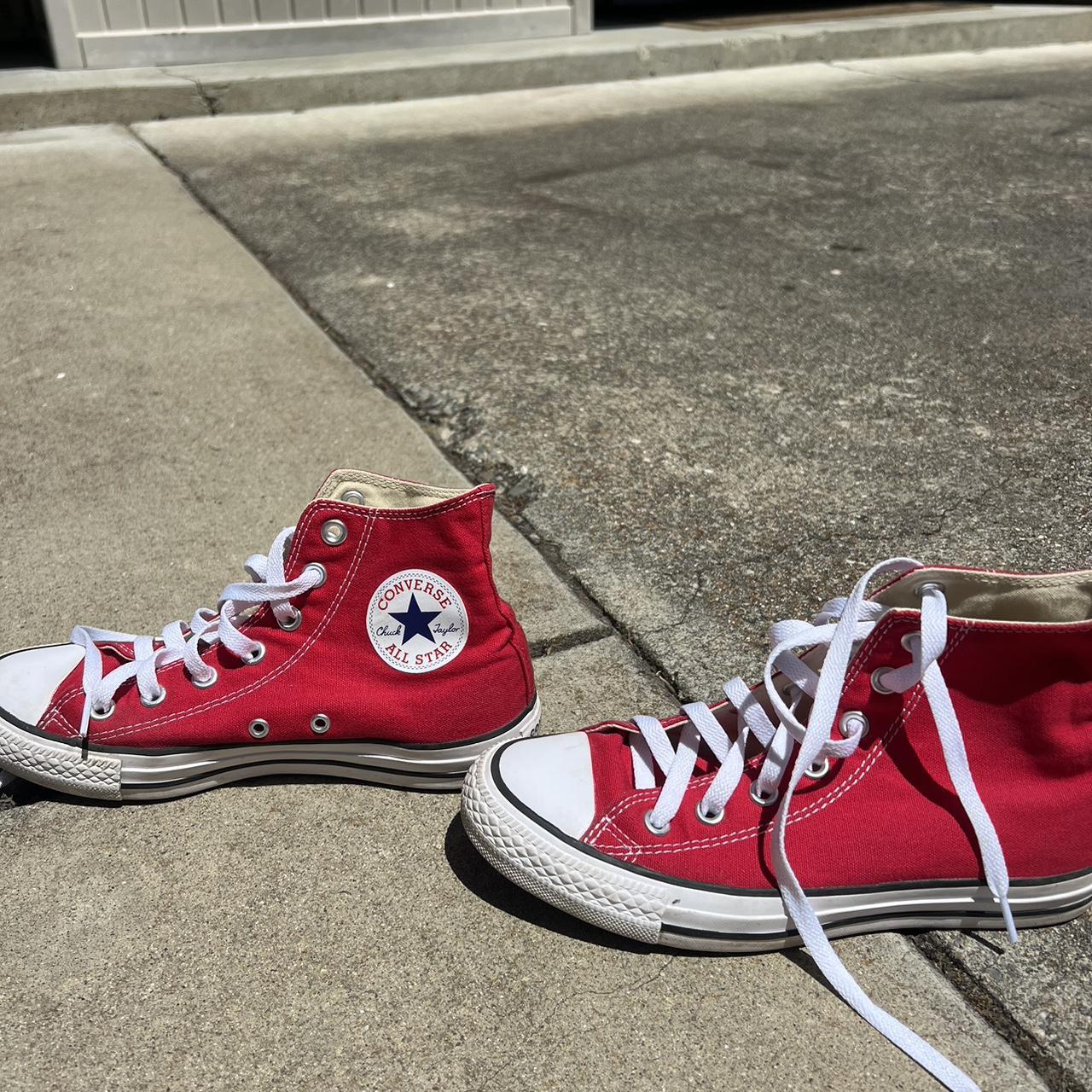 Red High Top Converse Good condition - some dirt... - Depop