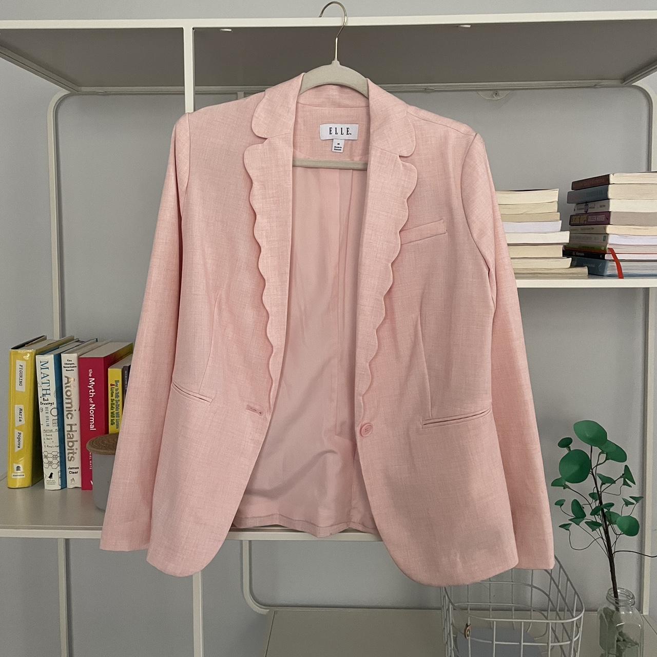 Baby pink blazer with scalloped detailing. Perfect... - Depop