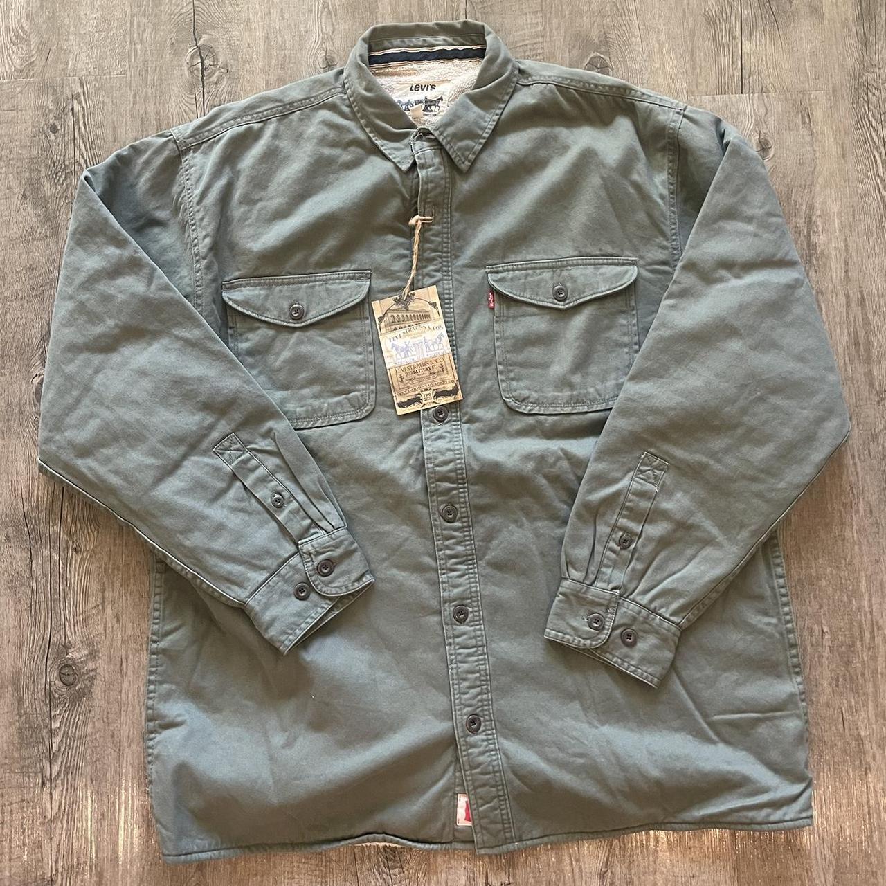 Levis Green Sherpa Lining Jacket Brand New with... - Depop