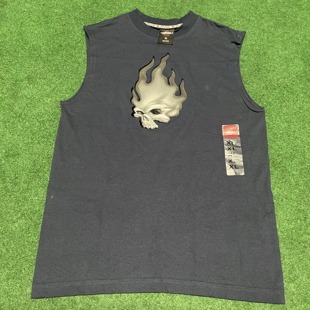 Nwt Jnco Jeans Flaming Skull Puff Print Vintage Tank Depop