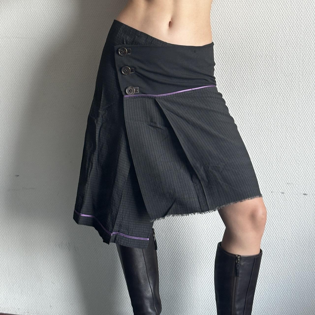 Cop copine black/grey and purple details pleated... - Depop