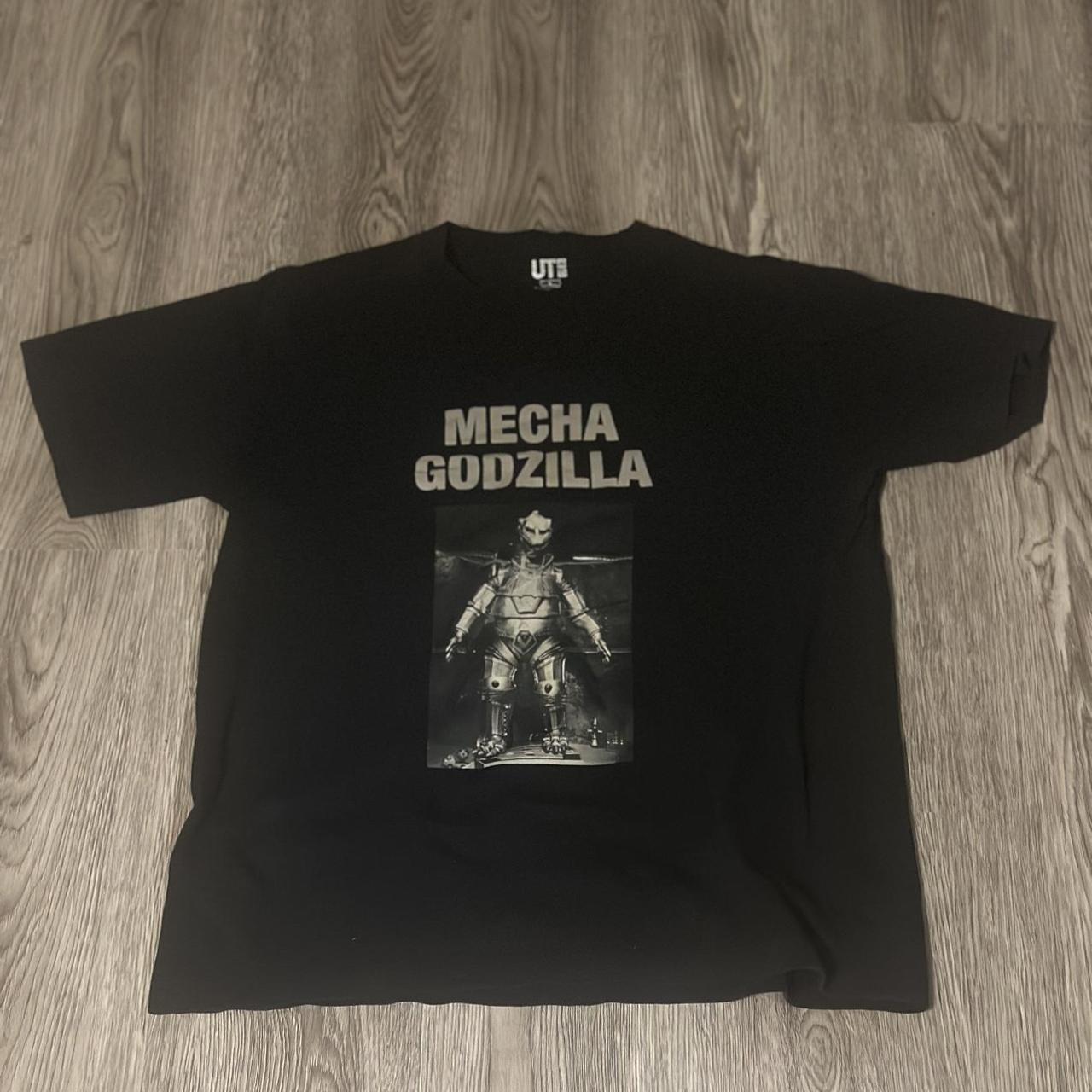 Large black Uniqlo mecha Godzilla tshirt - Depop