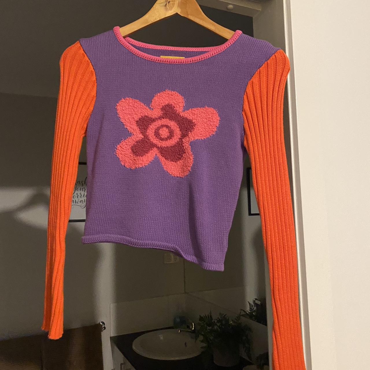 UNIF Flower ribbed long sleeve top. Size XS RRP-... - Depop