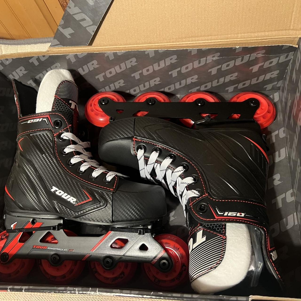 Adjustable Black and red TPW rollerblades... | Depop