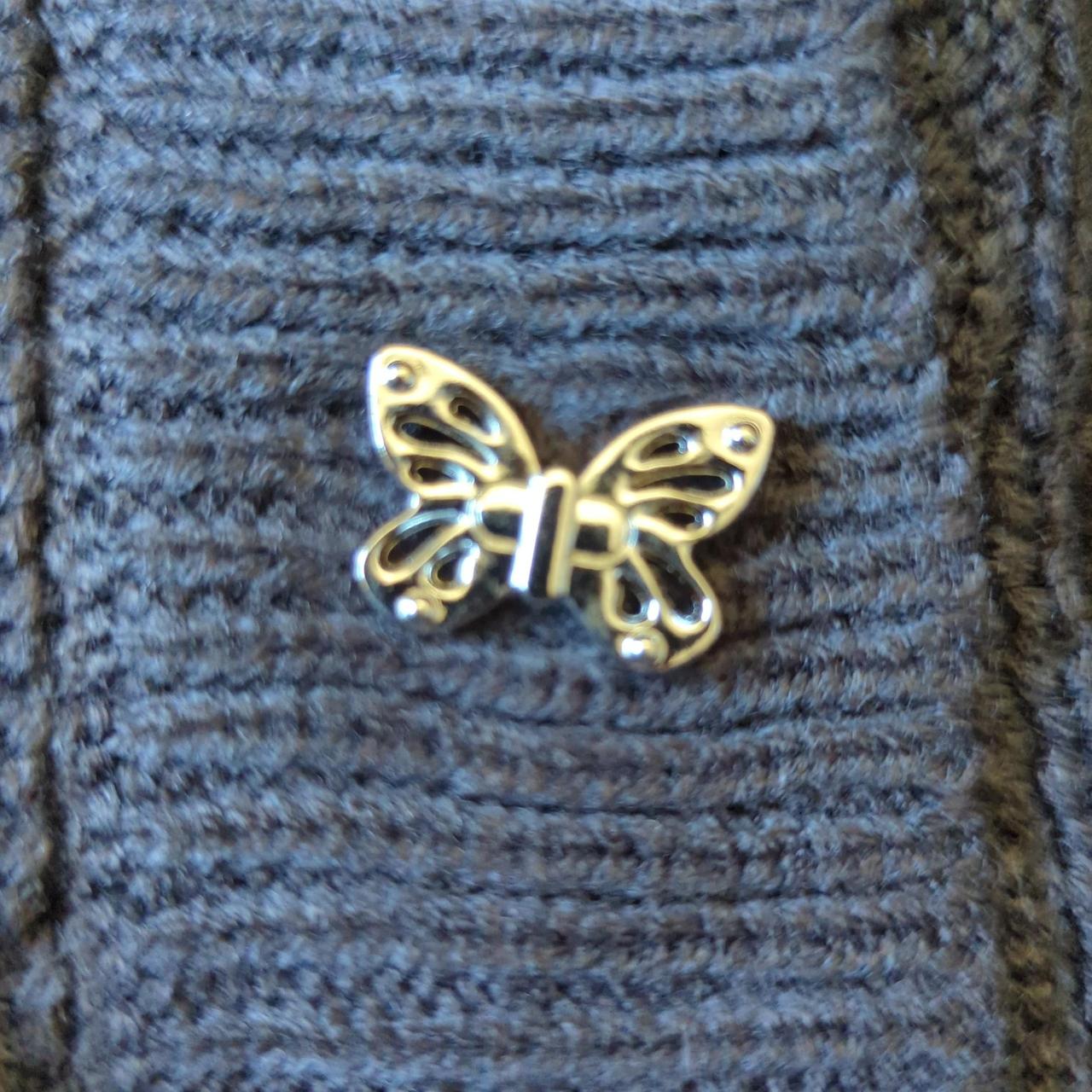 Grey, butterfly button, cropped sweater size M-L - Depop