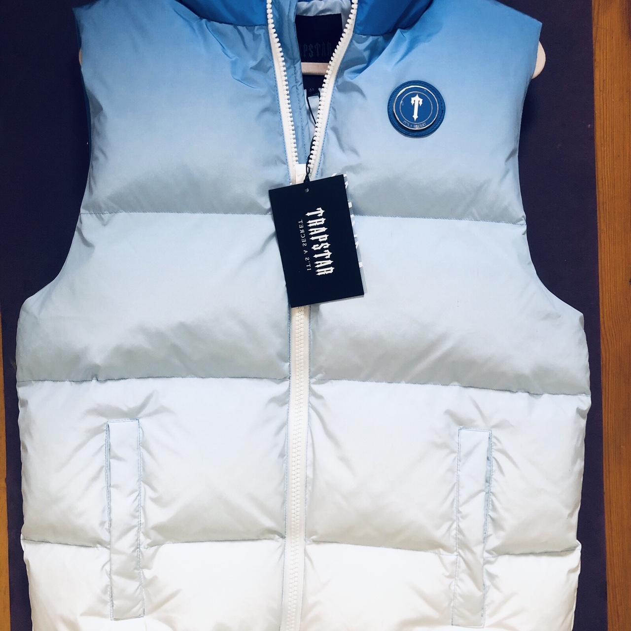 Trapstar Men's White and Blue Gilet | Depop