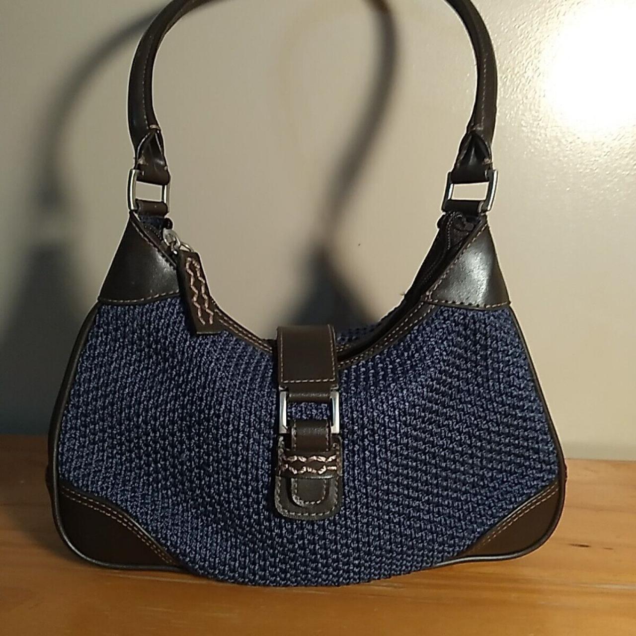 THE SAK Blue 10 in Crochet Handbag Purse with Brown... - Depop