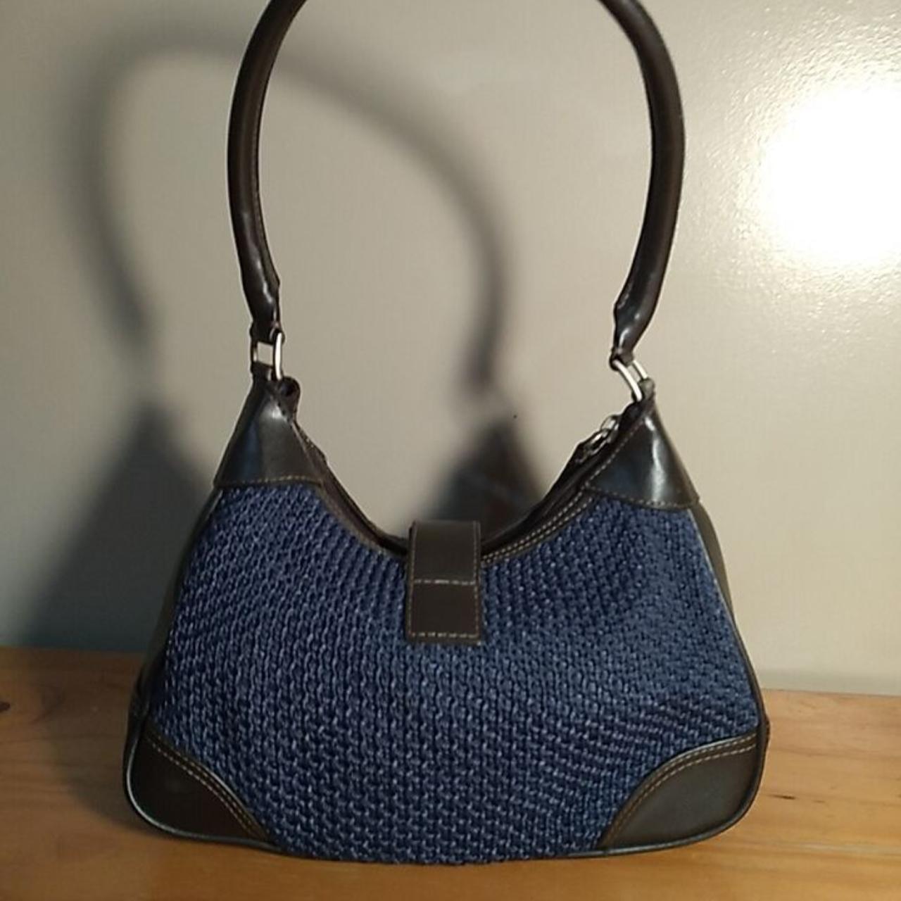 THE SAK Blue 10 in Crochet Handbag Purse with Brown... - Depop