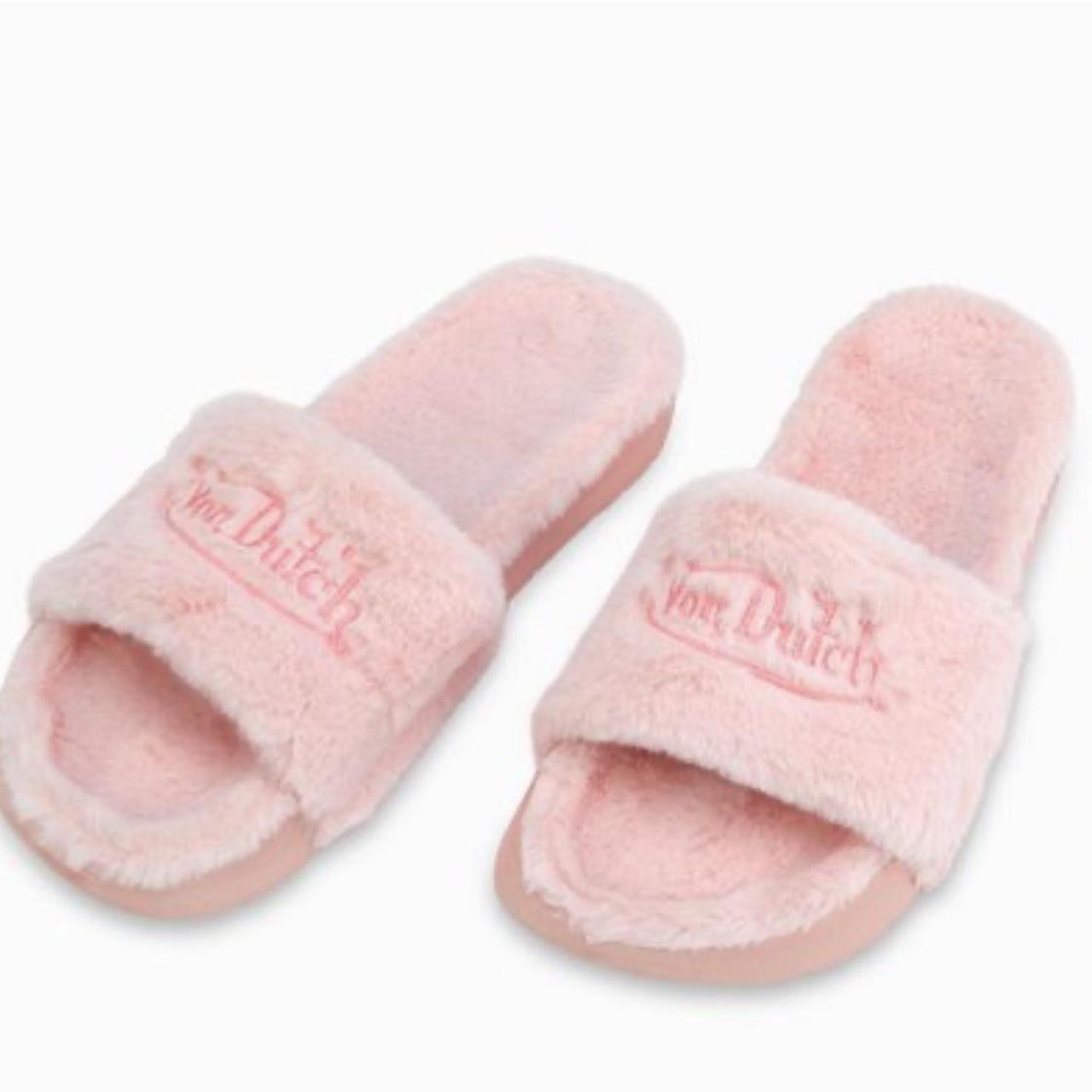 Von Dutch fur pink slides. Never been worn - Depop