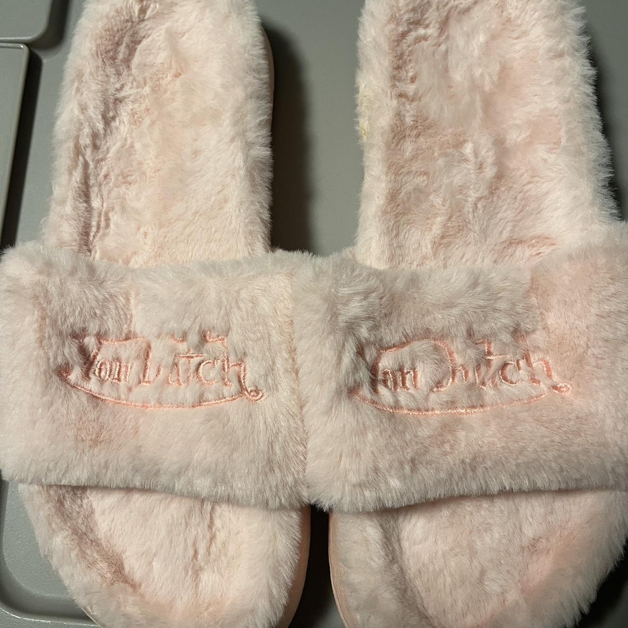 Von Dutch fur pink slides. Never been worn - Depop