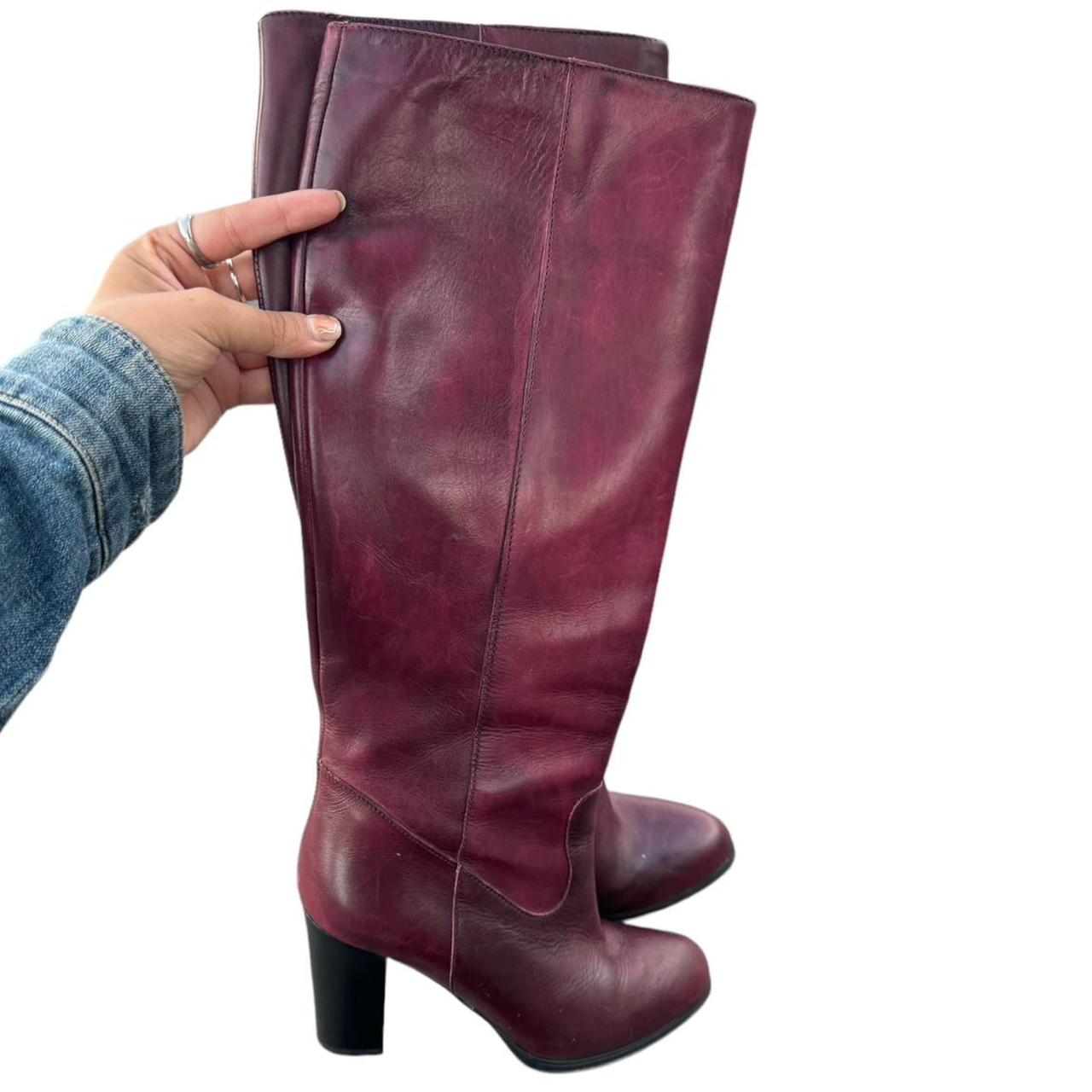 Cherry genuine leather high boots -gorgeous maroon,... - Depop