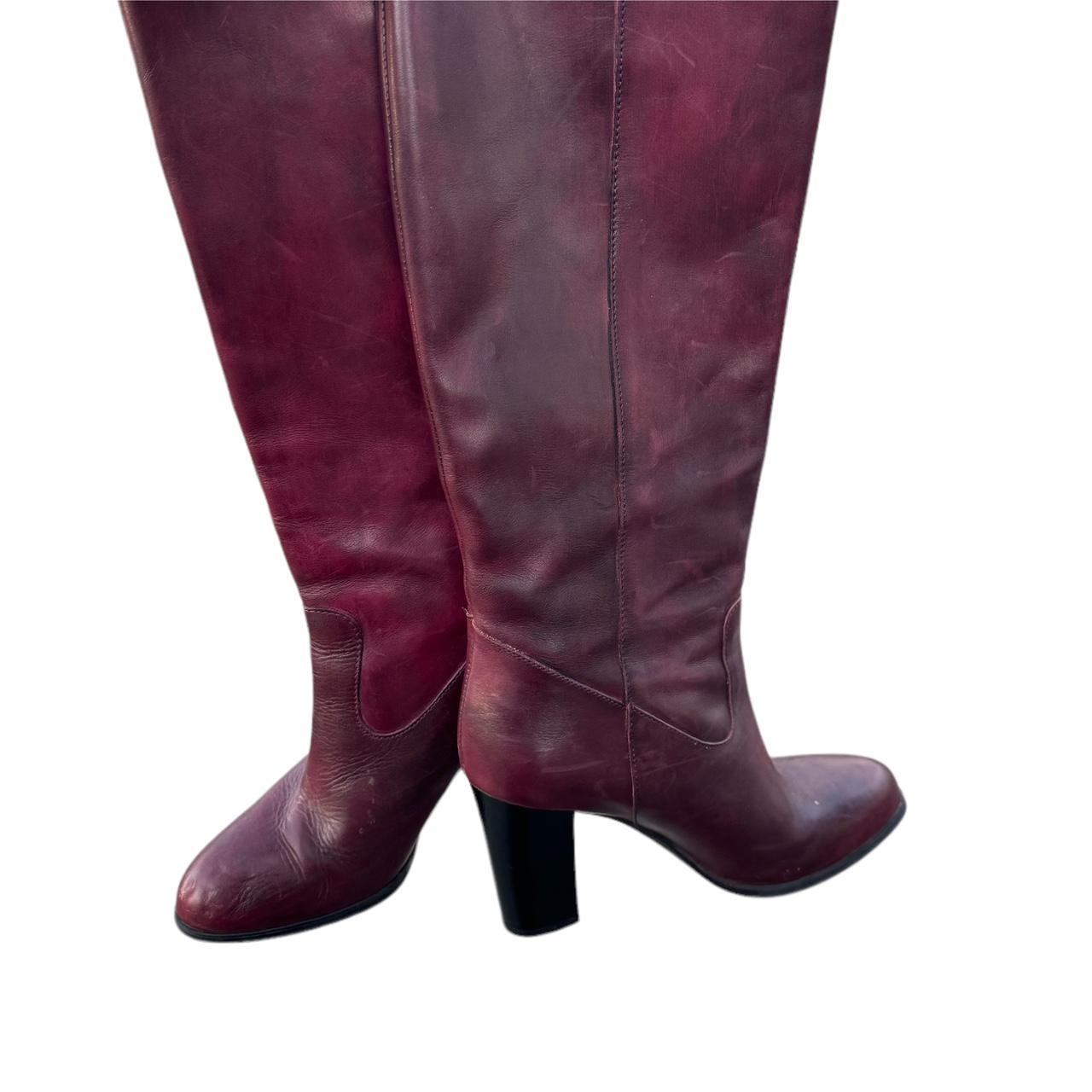 Cherry genuine leather high boots -gorgeous maroon,... - Depop