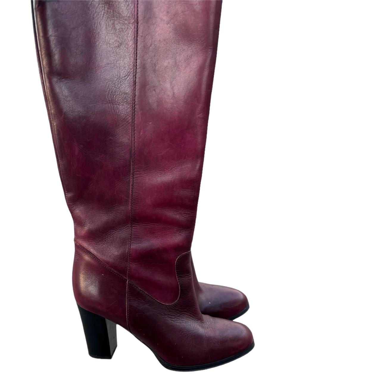 Cherry genuine leather high boots -gorgeous maroon,... - Depop