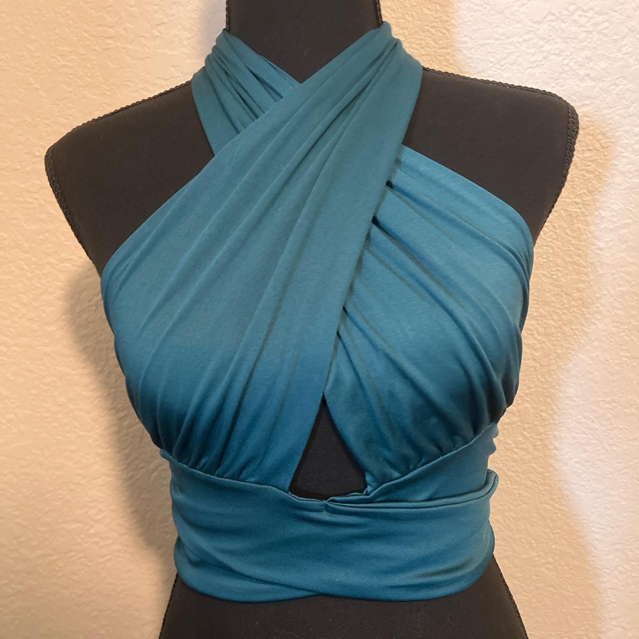 L women’s crossover halter neck backless top with... - Depop