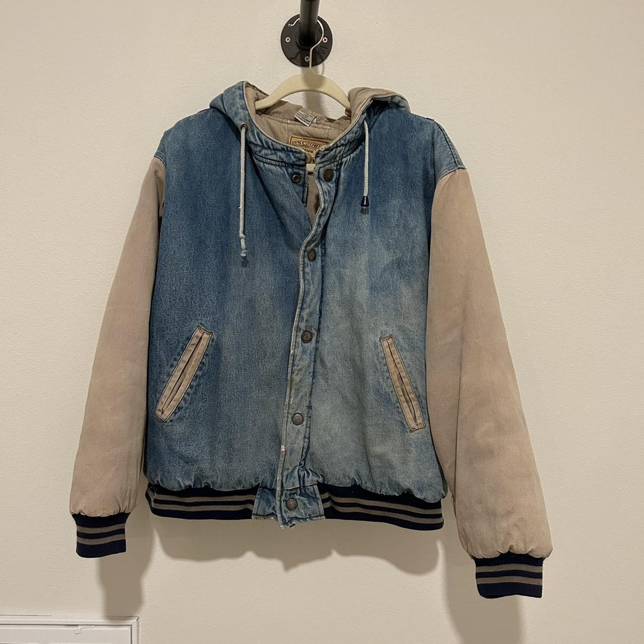 Vintage two toned denim jacket Has some wear... - Depop