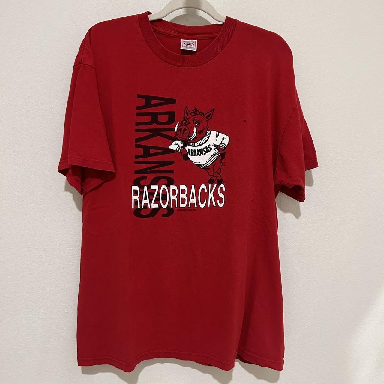 Vintage 90s arkansas razorback shirt has a hole... - Depop