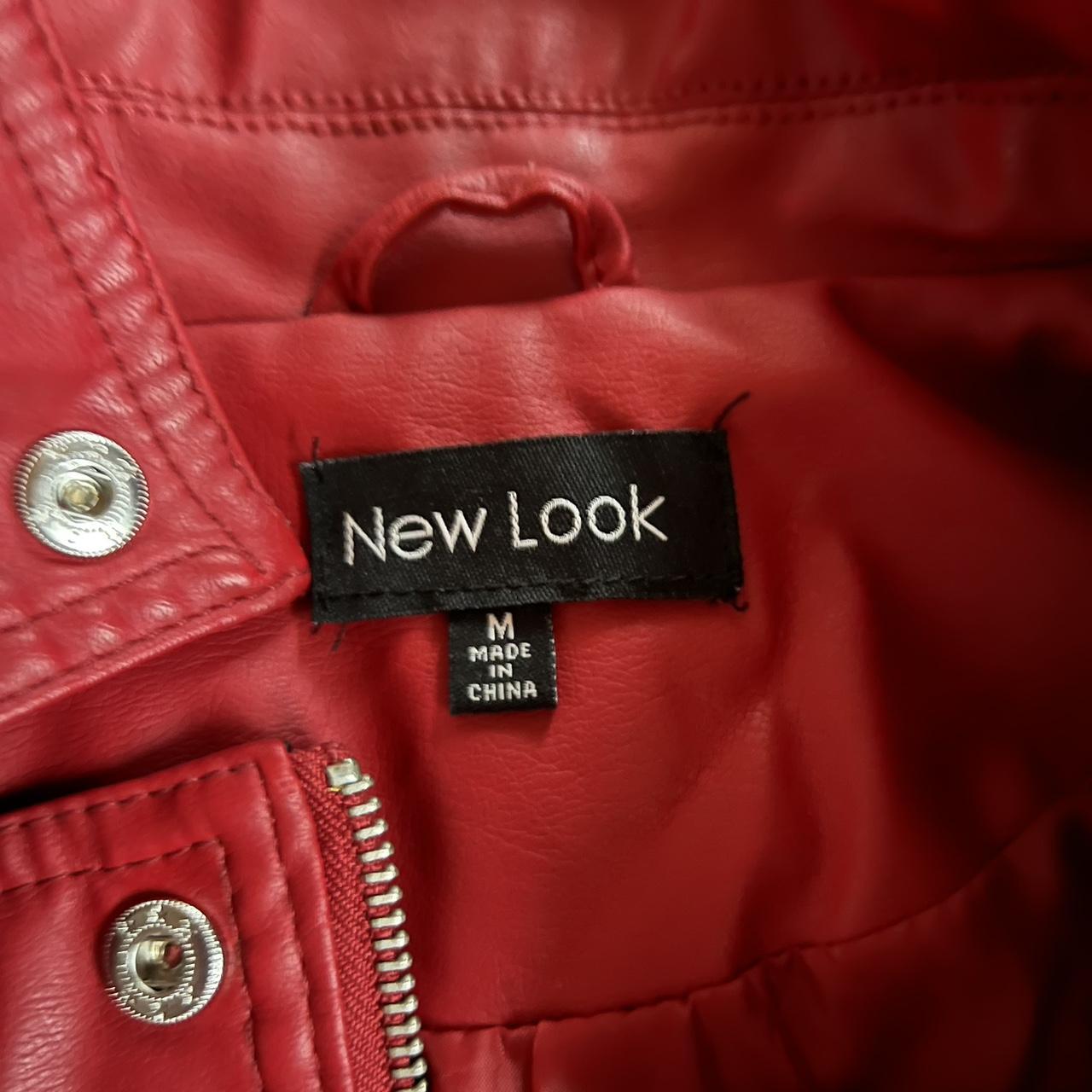 New Look Red leather jacket size medium - Depop