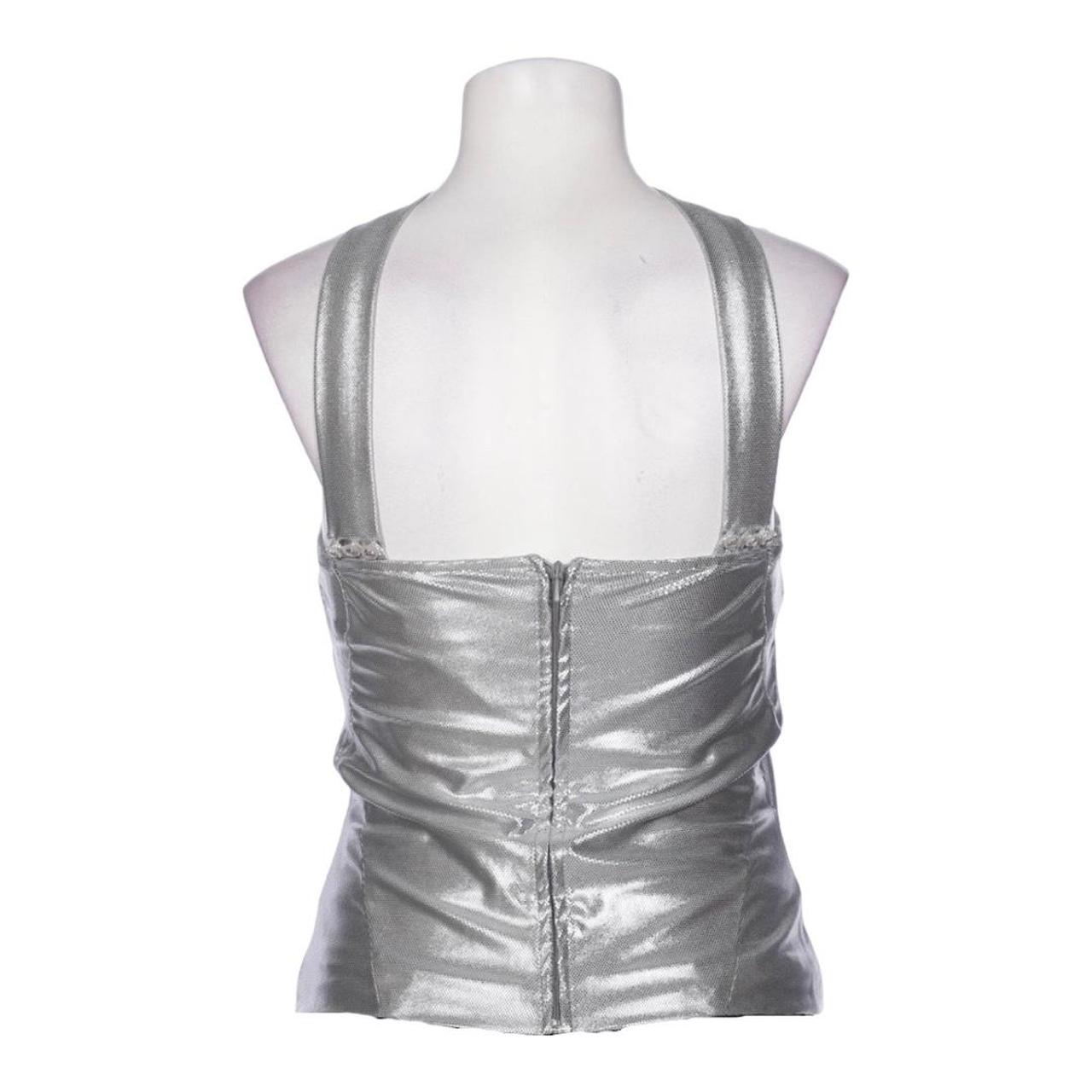 1998 Versace Jeans Couture metallic top with Medusa... - Depop