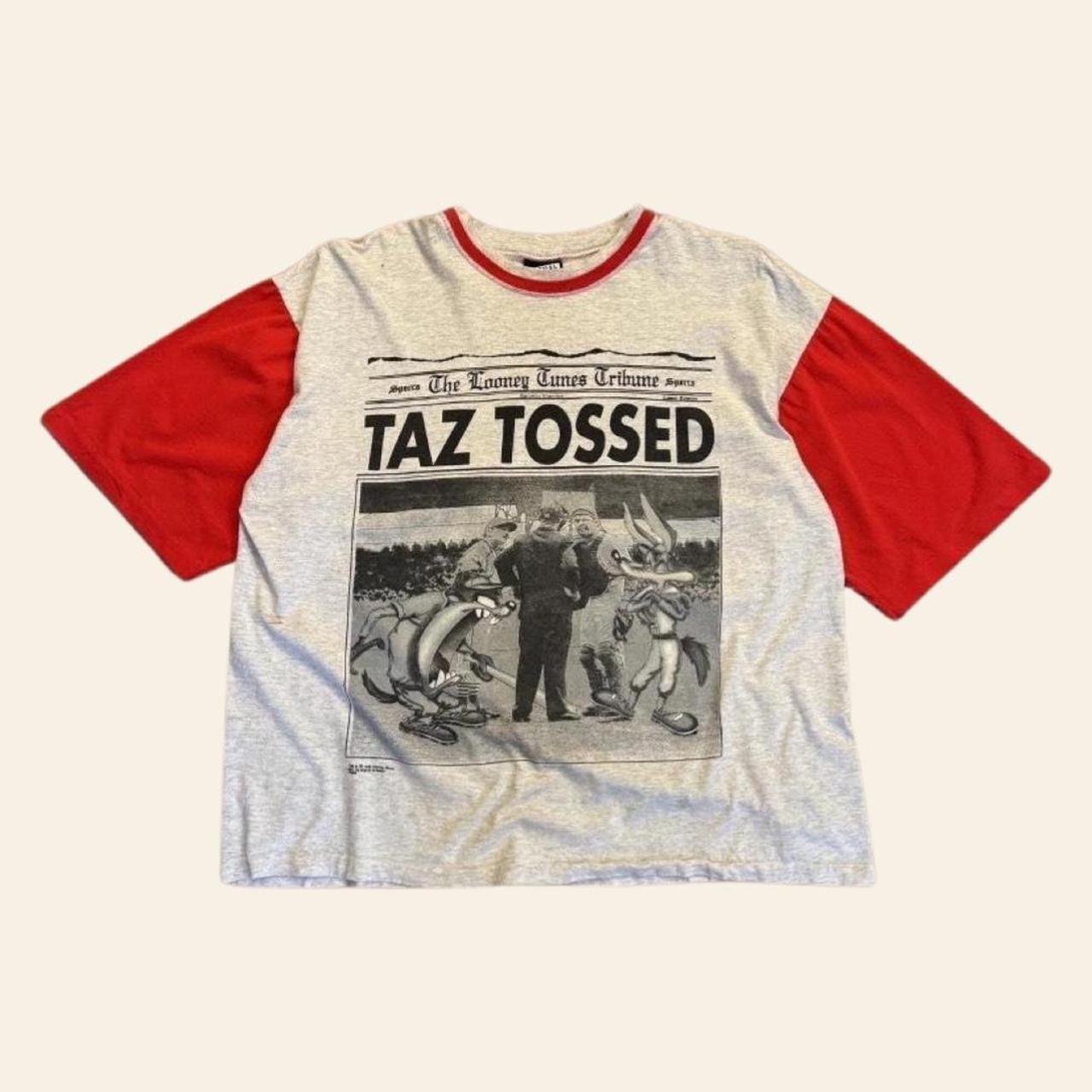 Vintage 1995 Warner Bros “Taz Tossed” Baseball... - Depop