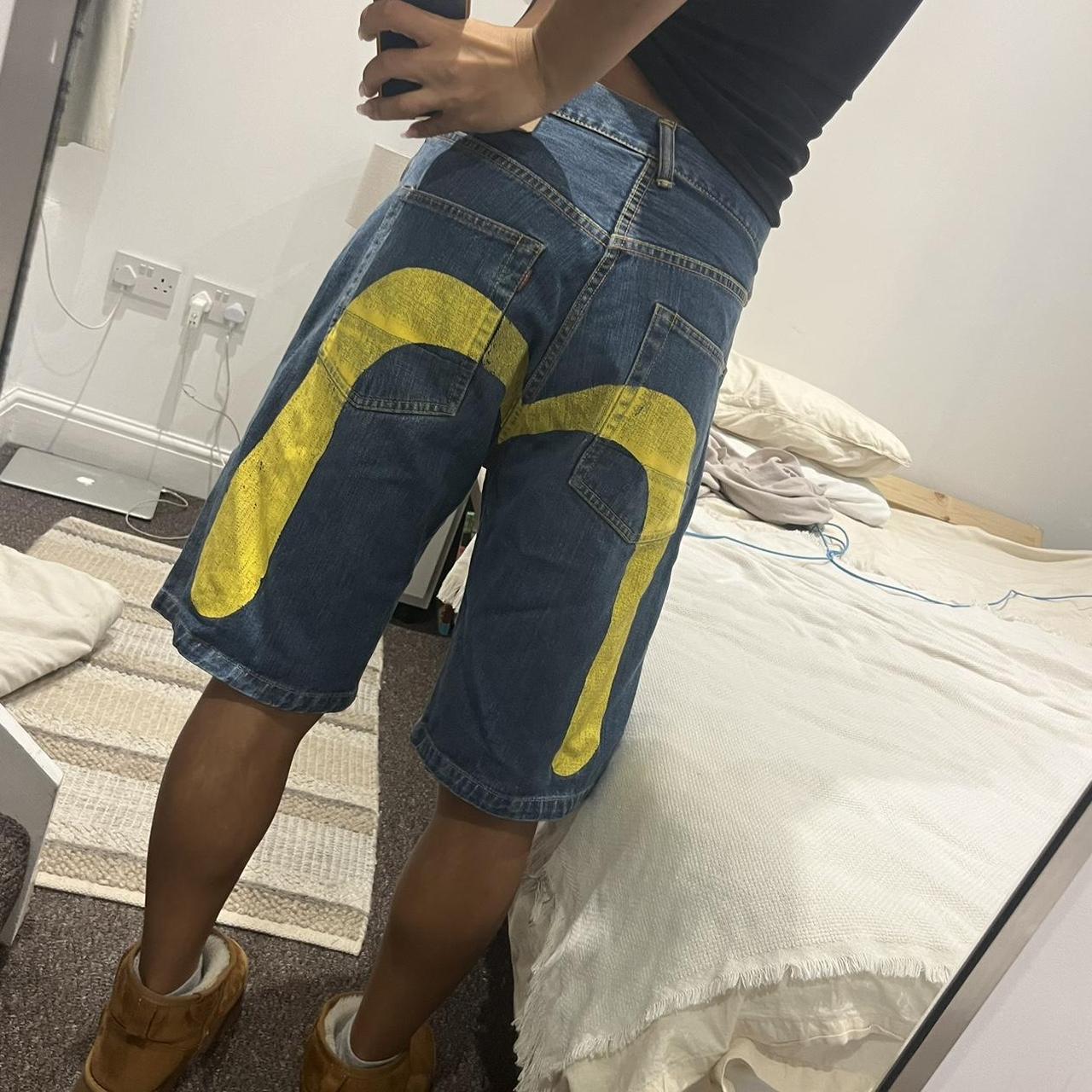 The sickest EVISU yellow jorts !! Need to go to a... - Depop