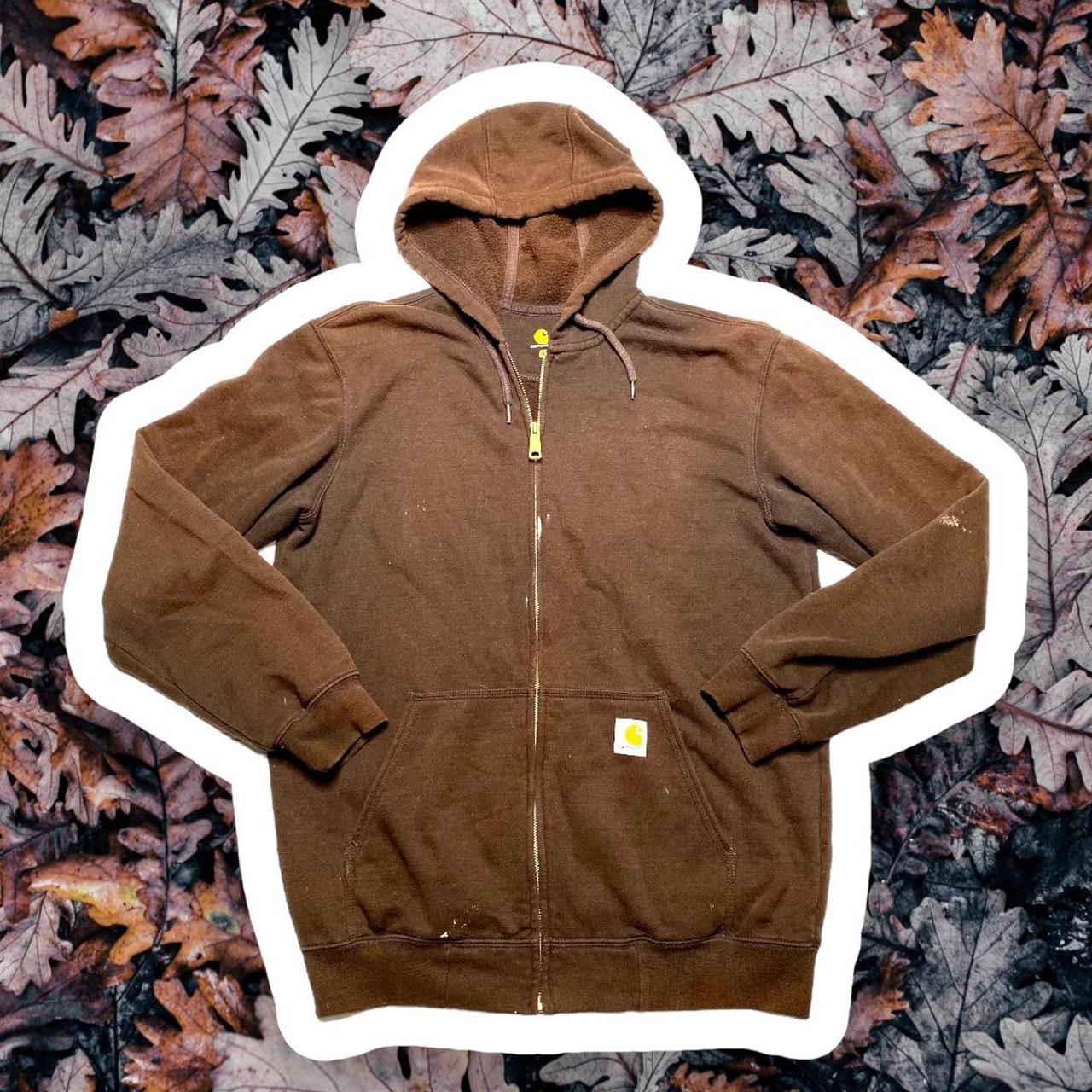 Mens Brown Carhartt Zip Up Hoodie Mens size medium.... - Depop