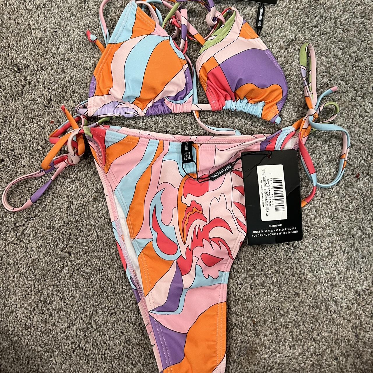 PLT colorful triangle bikini set Never worn Top size... - Depop