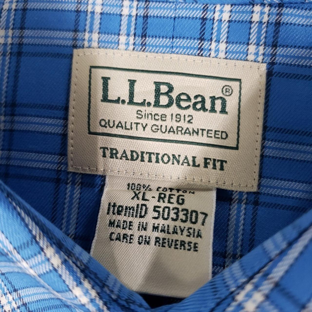 L.L. Bean Traditional Fit XL-REG X-Large Blue Plaid... - Depop