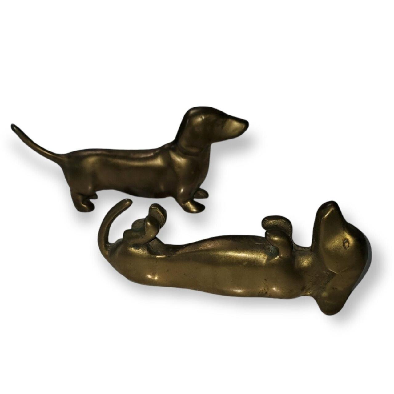 2 Brass Weiner Dog Dachshund Figurine, Heavy... - Depop
