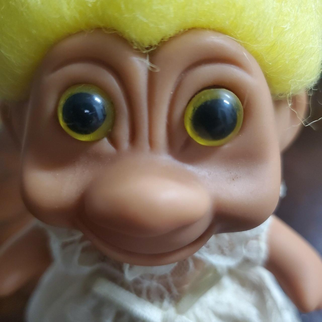 4" 1991 TNT Troll Doll Yellow Hair Yellow Eyes Lace... - Depop
