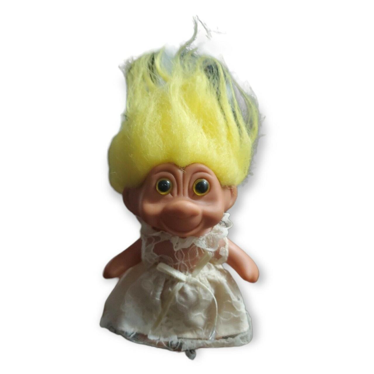 4" 1991 TNT Troll Doll Yellow Hair Yellow Eyes Lace... - Depop