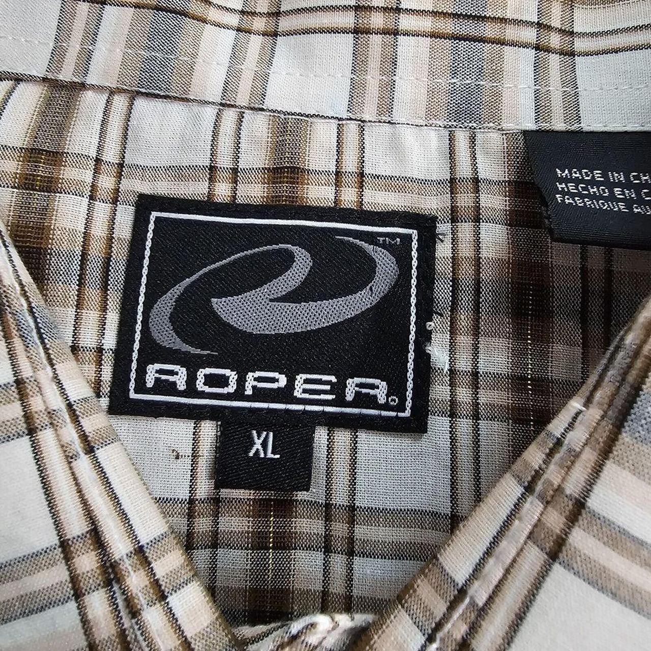 Roper Mens XL / X-Large Brown Plaid Pearl Snap Short... - Depop
