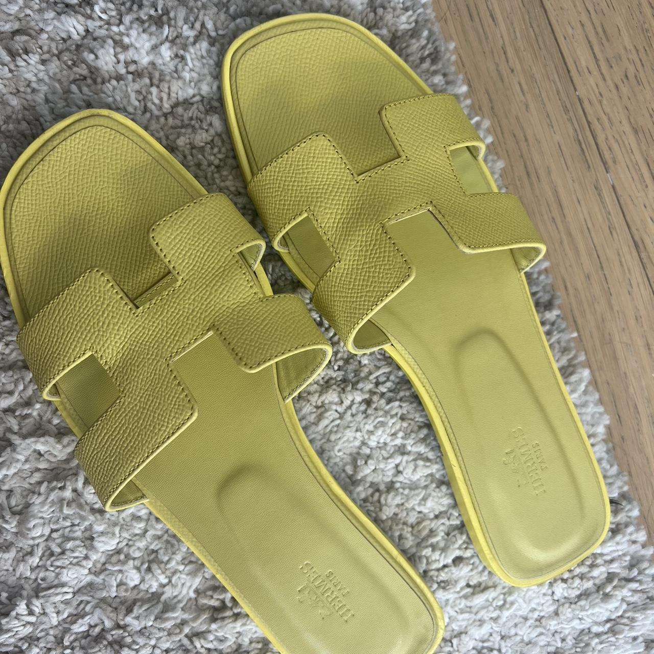 Yellow Hermes Oran Sandals - Depop
