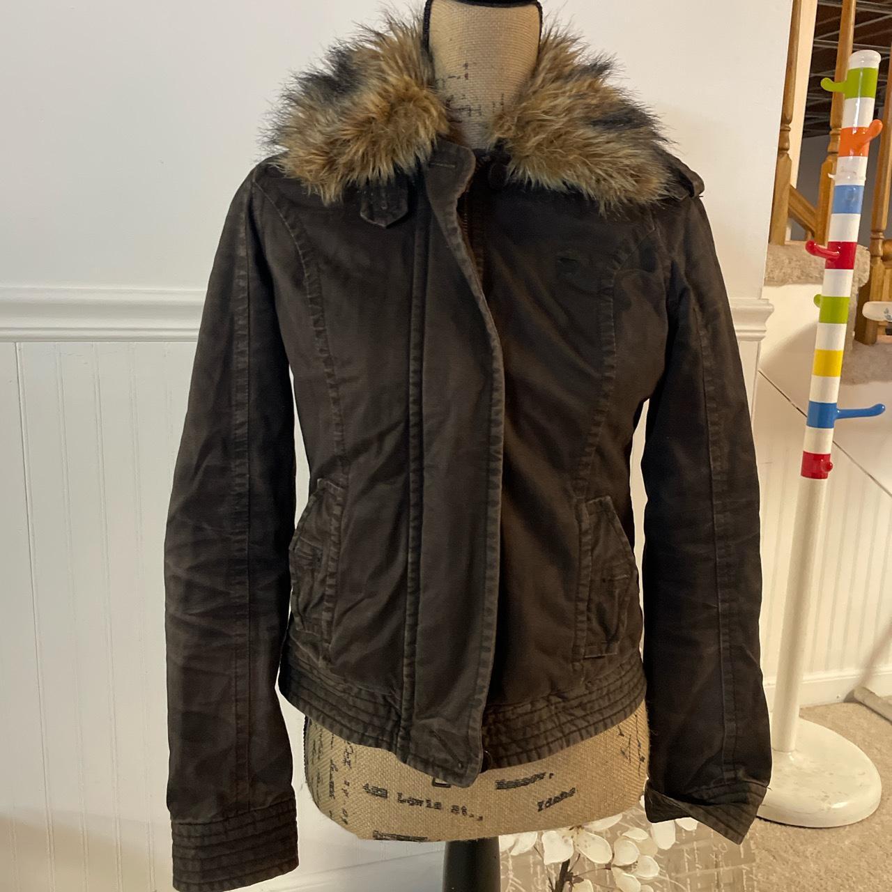 Y2k Abercrombie Utility fur jacket #y2k #2000s... - Depop