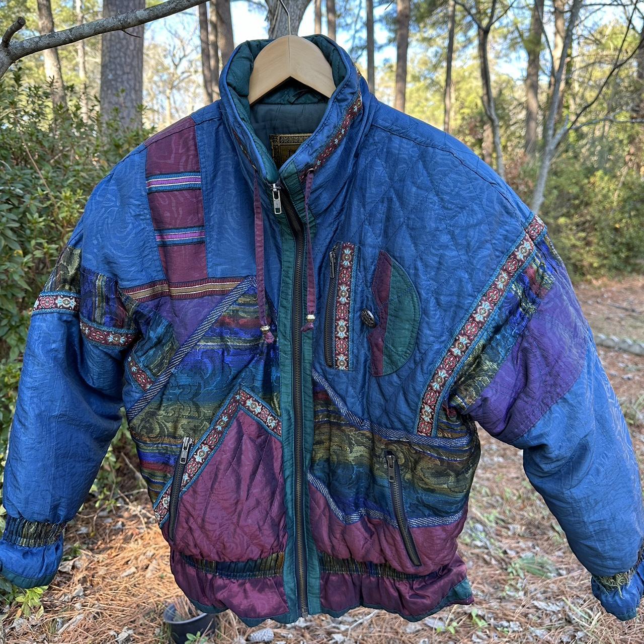 VTG J Gallery Down Coat Women Medium Duck Colorblock... - Depop