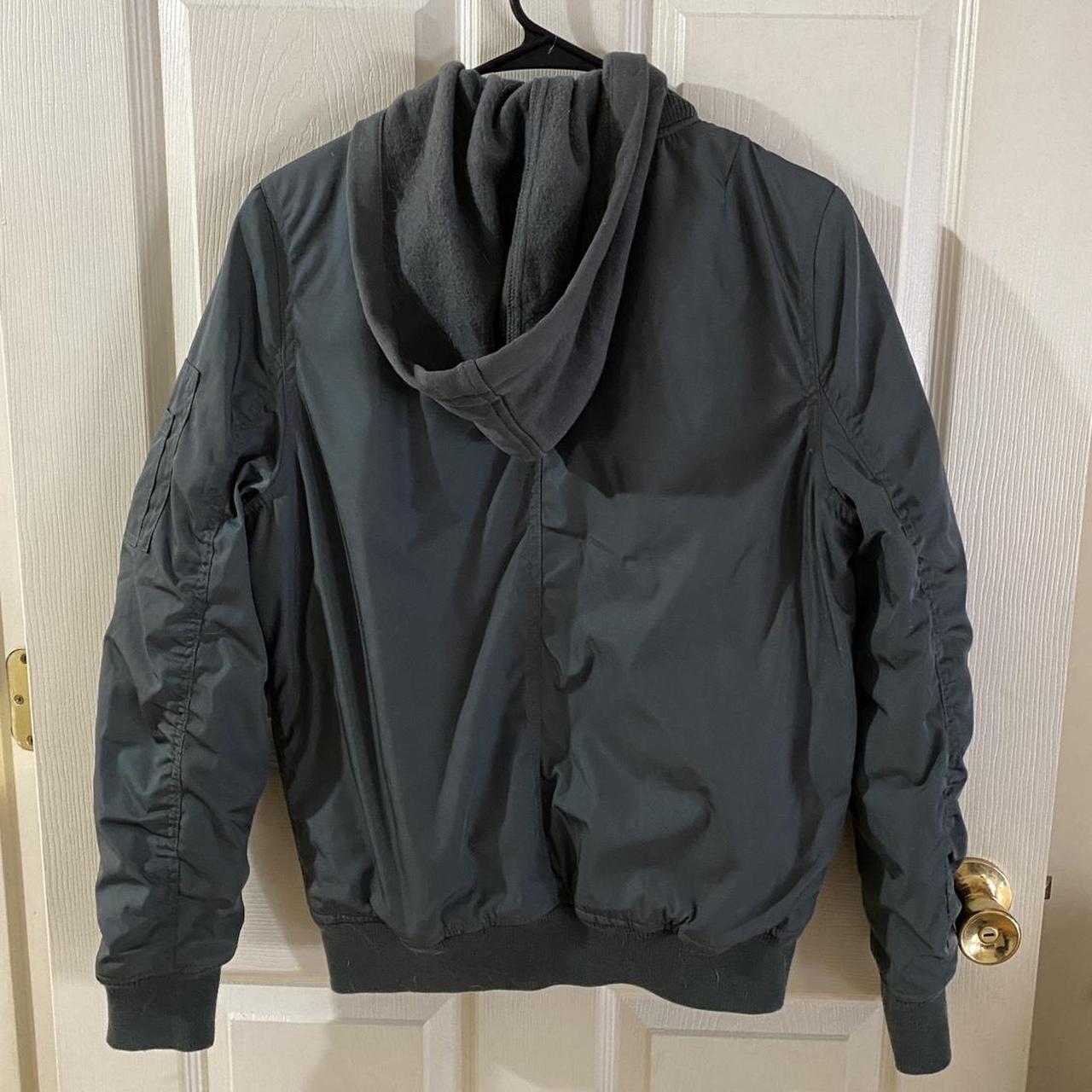 Ninth Hall Hooded Bomber Jacket size small grey-blue... - Depop