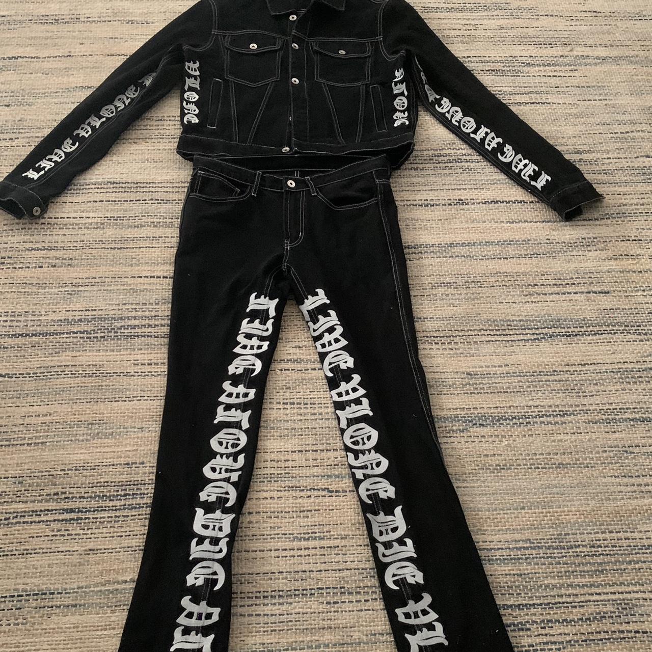 Vlone old English denim set NEED GONE ASAP I can... - Depop