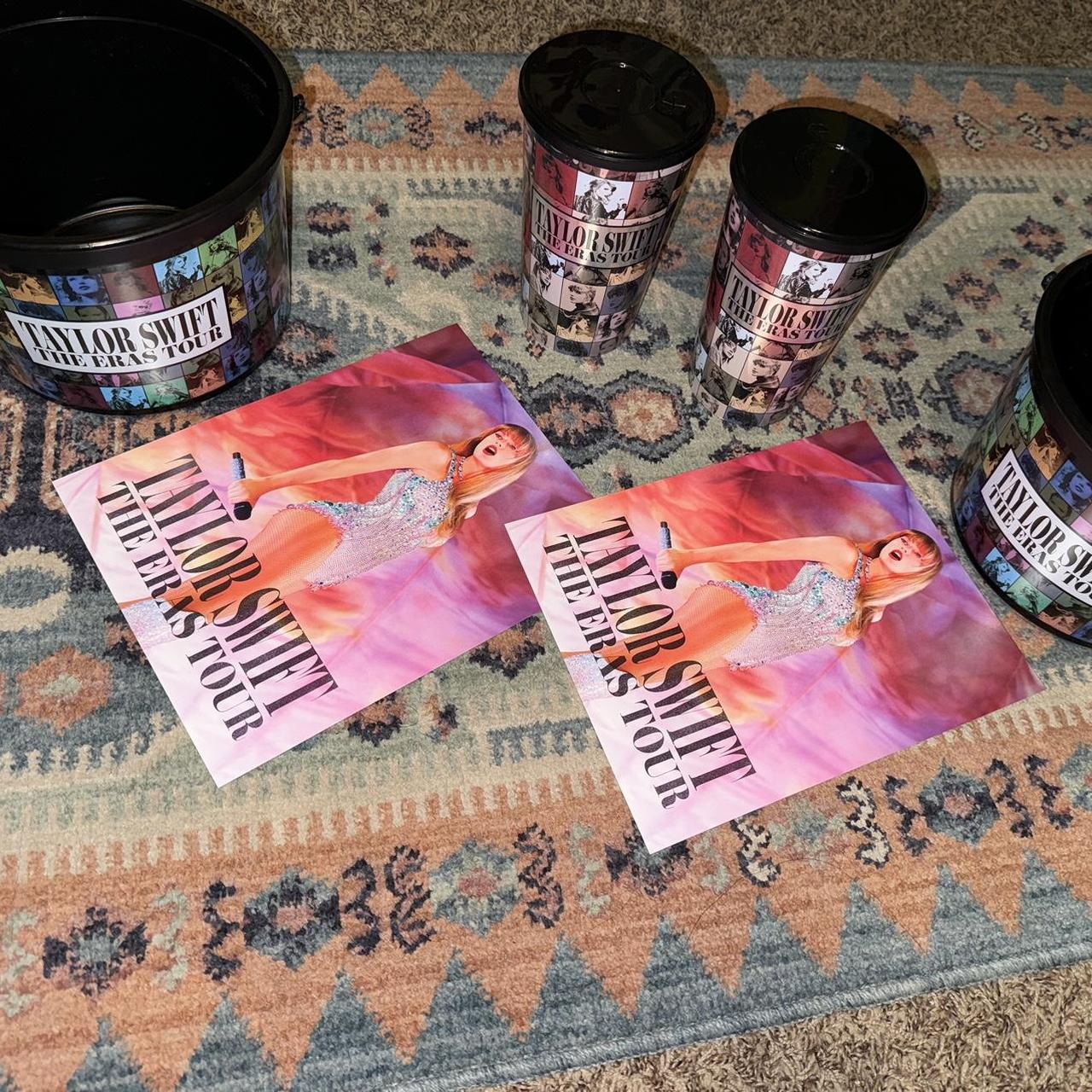 2 Taylor Swift movie buckets + 2 cups with lids and... - Depop