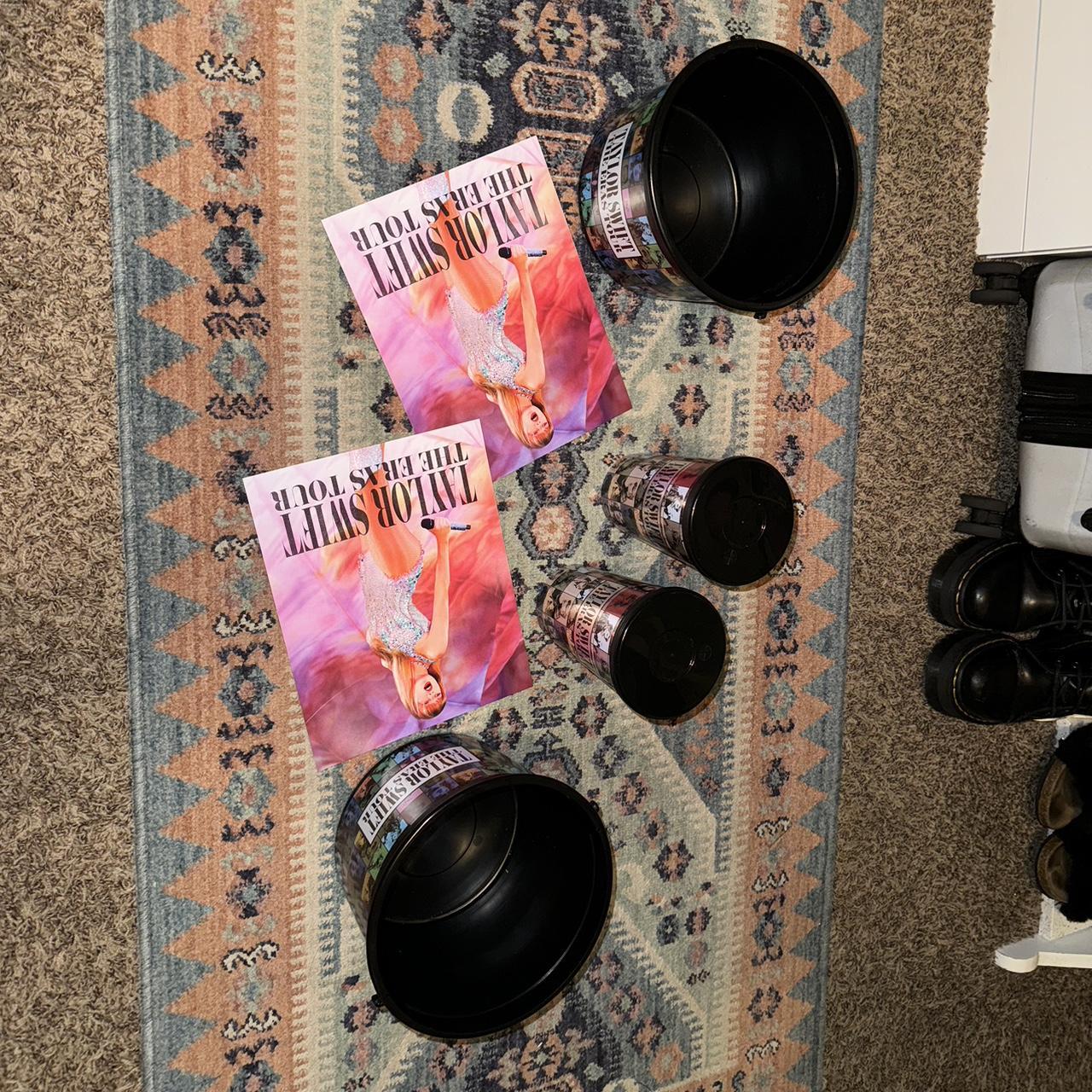 2 Taylor Swift movie buckets + 2 cups with lids and... - Depop