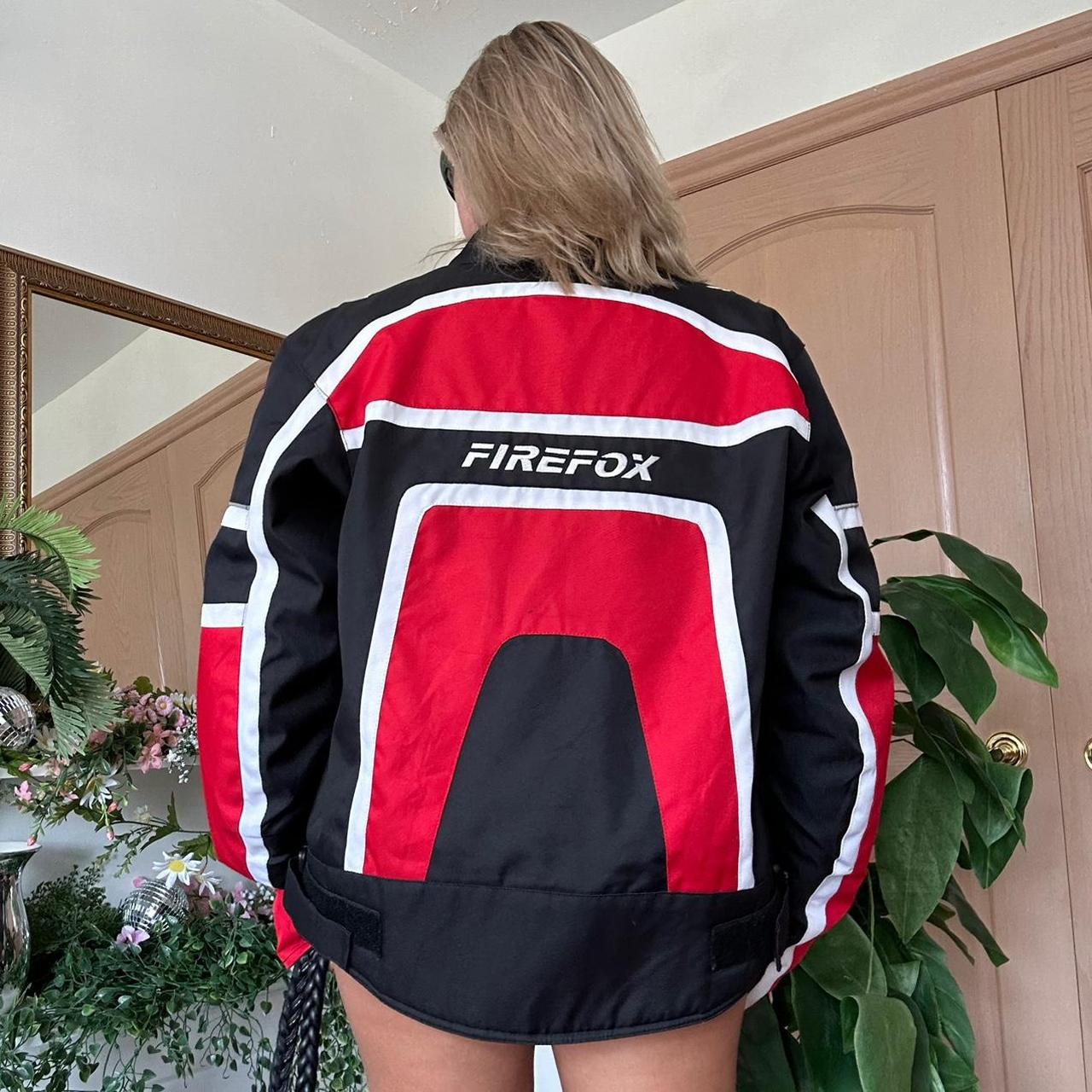 Oversized red & black moto jacket Brand: Firefox... - Depop