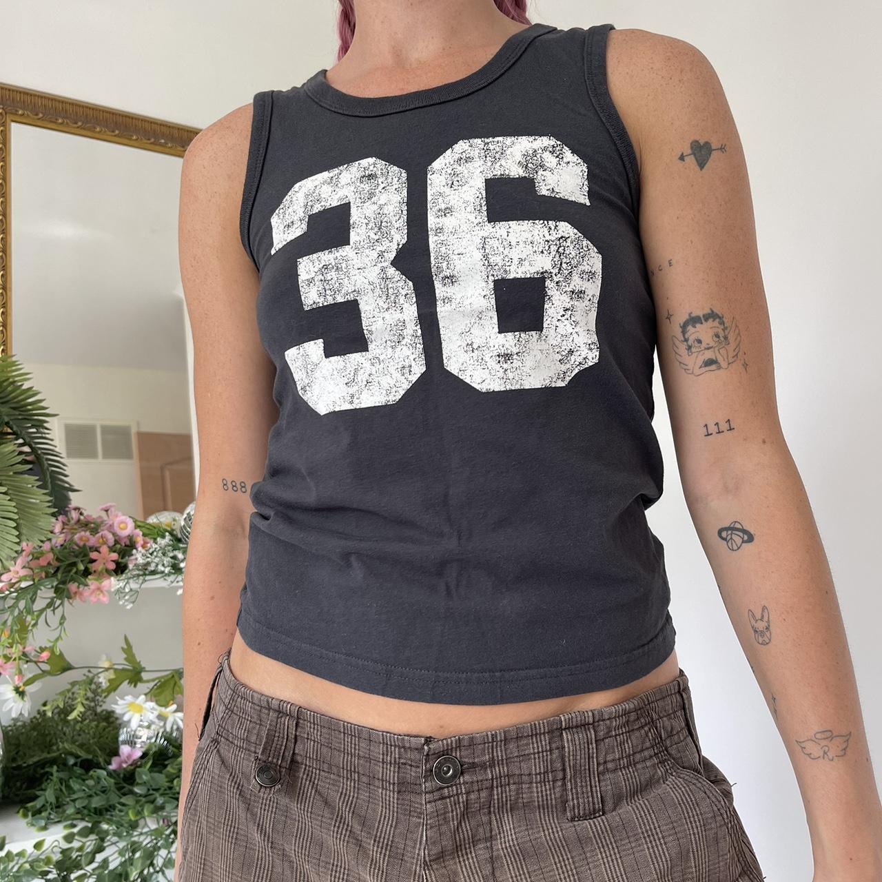 Fitted number tank top Size boys M/ women’s small... - Depop