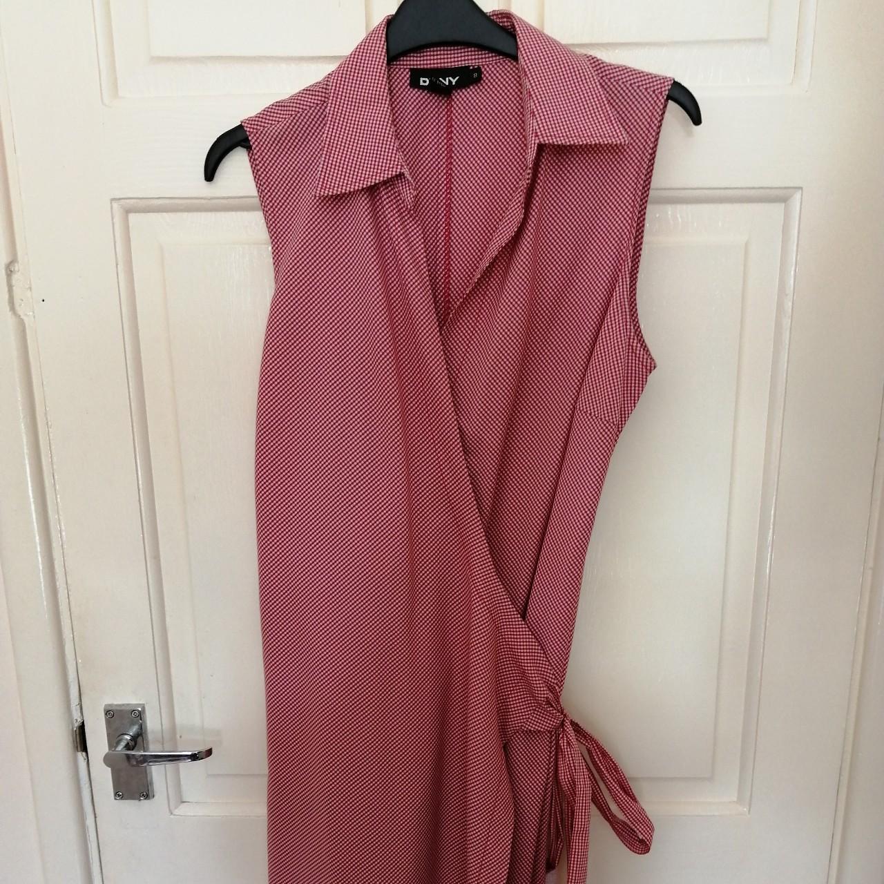 DKNY red gingham wrap dress. Red gingham dress.... - Depop