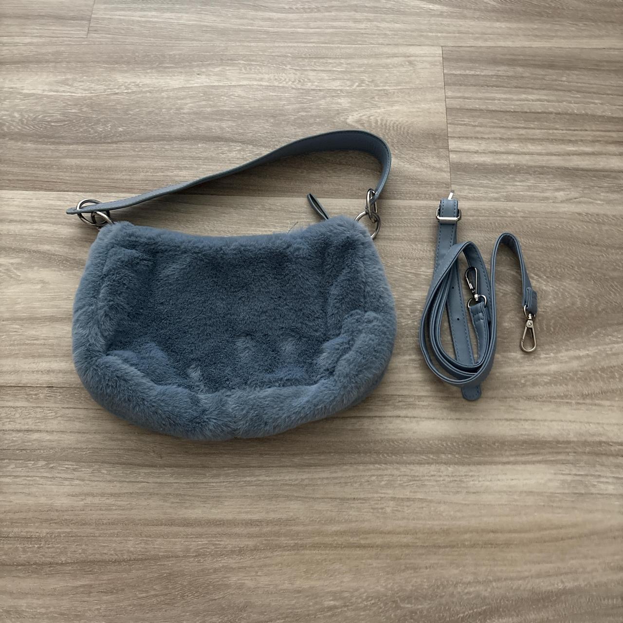 primark blue fur bag comes with long strap perfect... | Depop