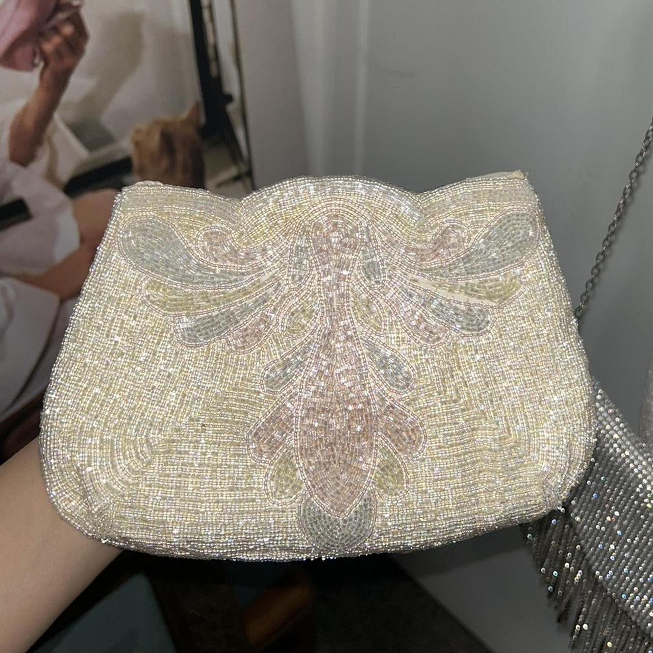 Cute little beaded vintage clutch pastels - Depop