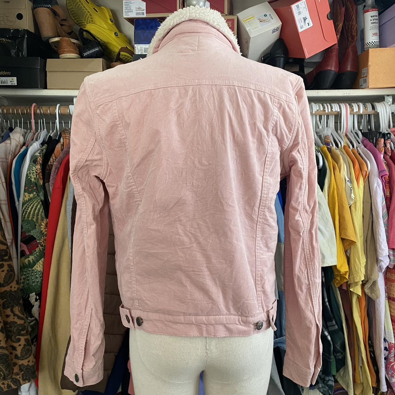 Pink button up jacket! Sherpa lining, sleeves are... - Depop
