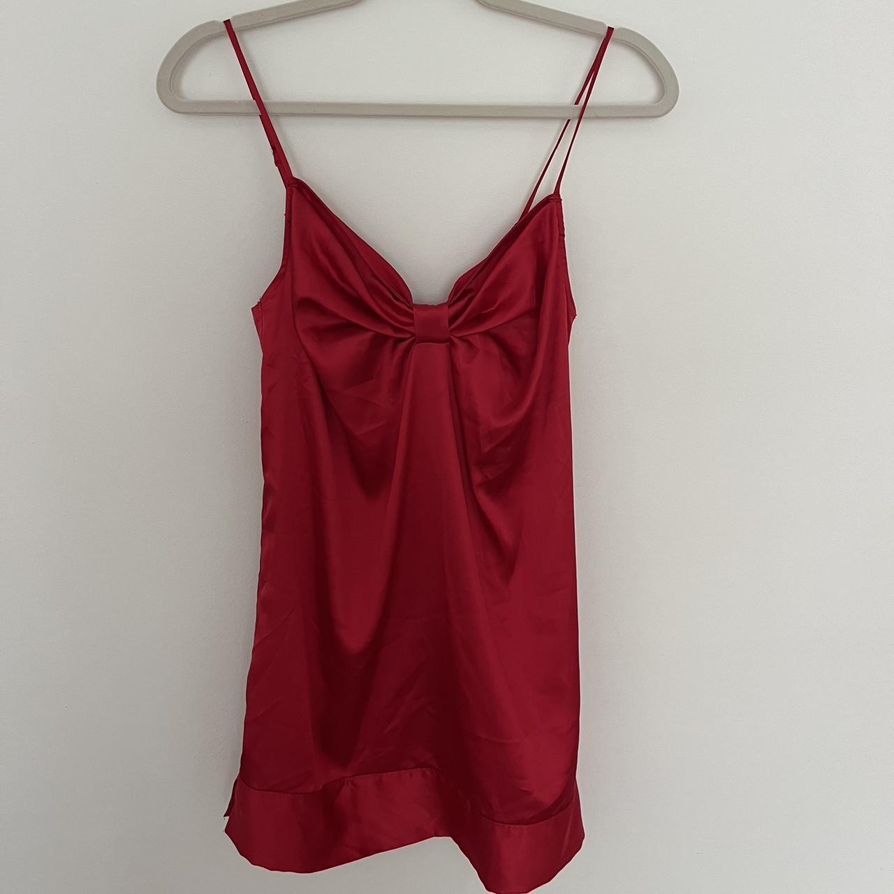 victoria’s secret red bow slip dress - Depop
